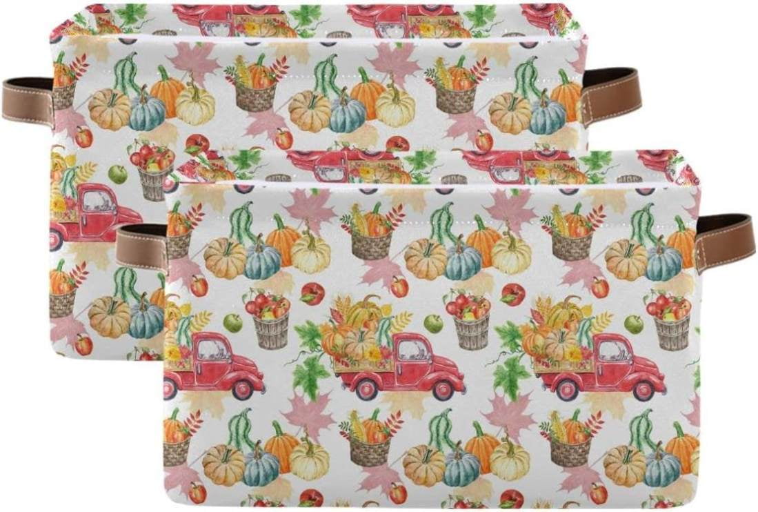 GZHJMY Thanksgiving Pumpkin Rectangular Storage Bins, 2 PCS Collapsible ...