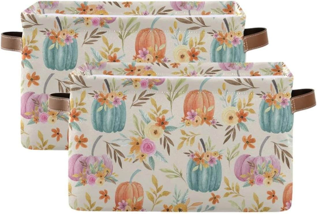 GZHJMY Thanksgiving Pumpkin Rectangular Storage Bins, 2 PCS Collapsible ...