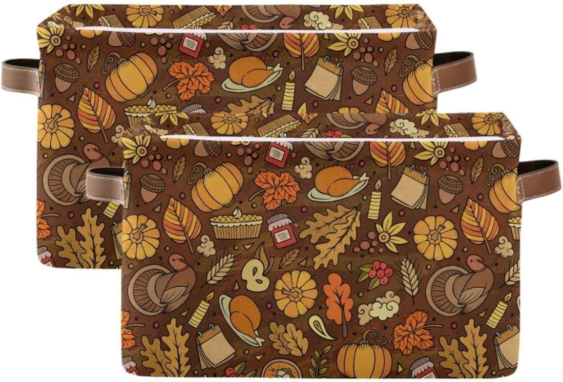 GZHJMY Thanksgiving Pumpkin Rectangular Storage Bins, 2 PCS Collapsible ...