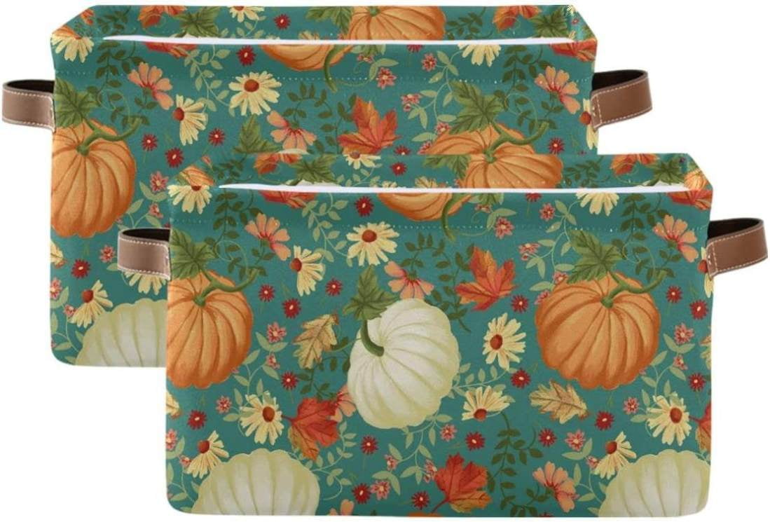 GZHJMY Thanksgiving Pumpkin Rectangular Storage Bins, 2 PCS Collapsible ...