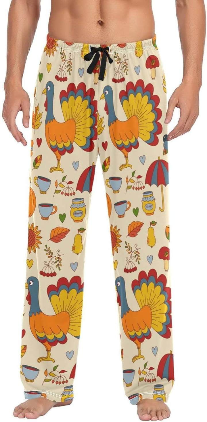 GZHJMY Thanksgiving Turkey Pajama Pants For Men, Men's Separate Bottoms ...