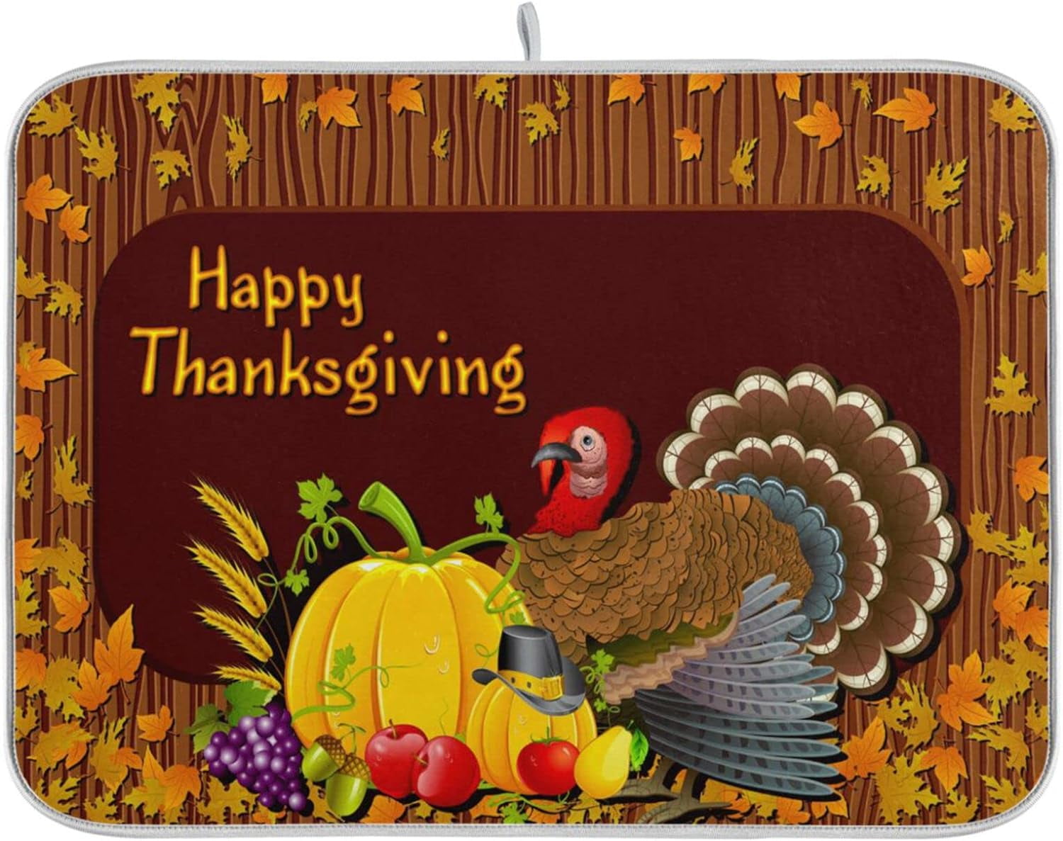 GZHJMY Thanksgiving Vegetable Turkey Vintage Absorbent Dish Drying Mat ...