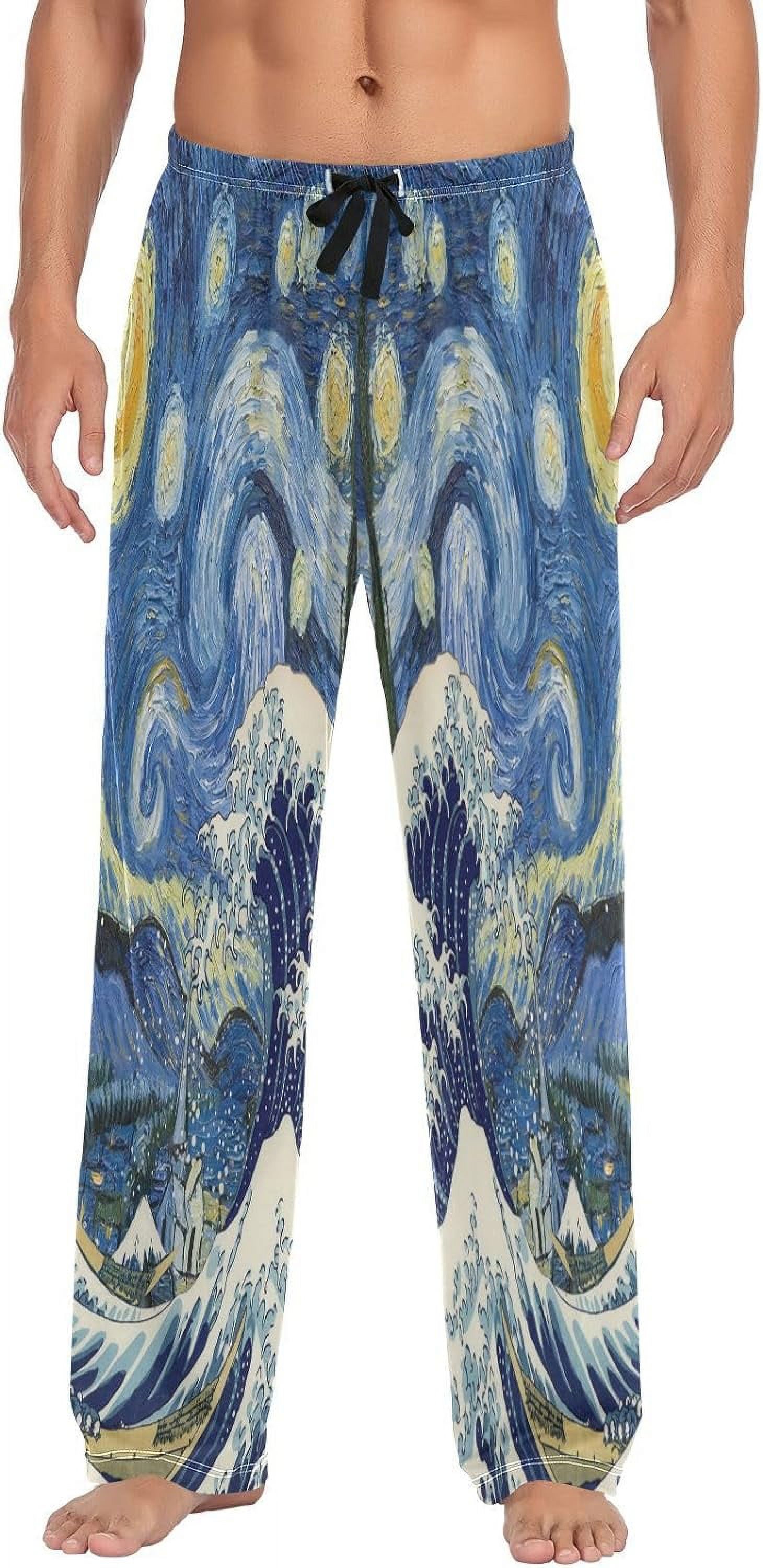 GZHJMY The Great Wave Starry Night Men's Pajama Pants, Soft and ...