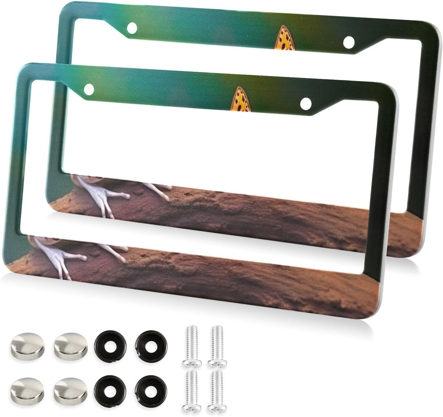 GZHJMY Toad and Butterfly License Plate Frames 2 Pack Aluminum License ...