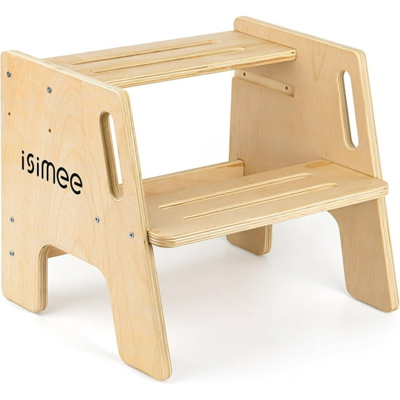 GZHJMY Toddler Step Stool, Wooden Stepping Stool with Handle, 2 Step ...