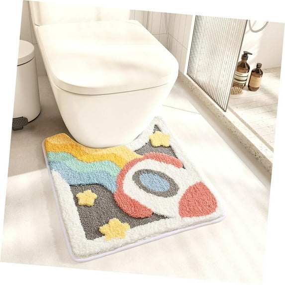 GZHJMY Toilet Rug Shape, Microfiber Bathroom Toilet Rugs Mat Washable ...