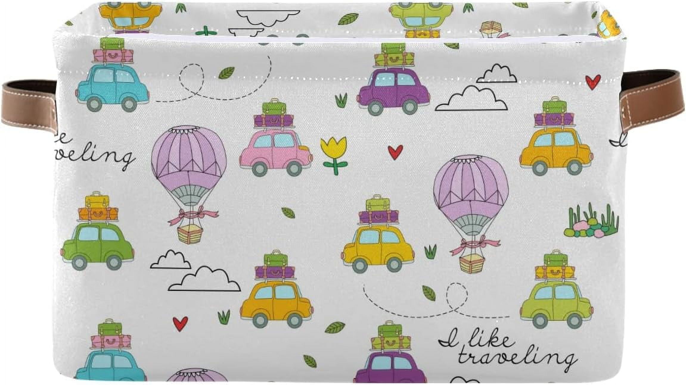 GZHJMY Travel Cars Balloons Square Storage Basket Storage Bins Canvas ...