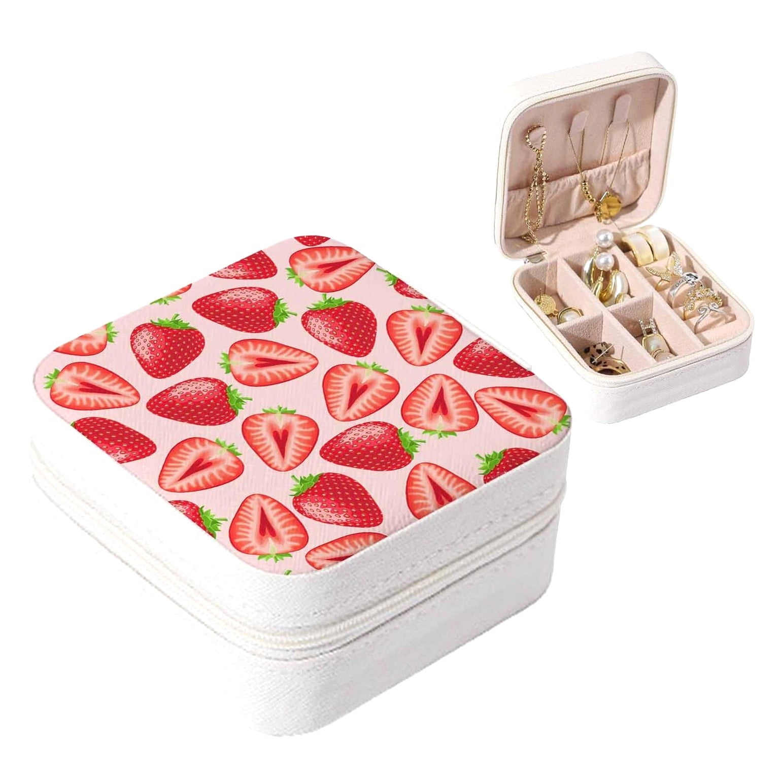 GZHJMY Travel Jewelry Organizer Box, Strawberry, Travel Case Display ...