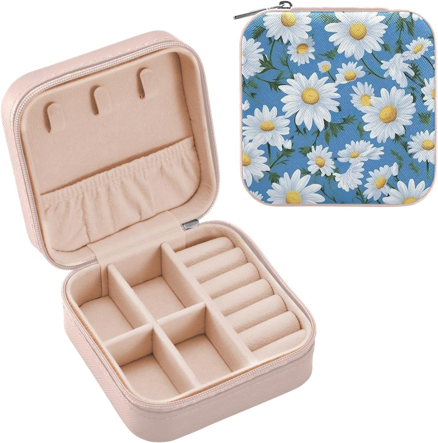 GZHJMY Travel Small Jewelry Case Beautiful Daisy Jewelry Organizer ...