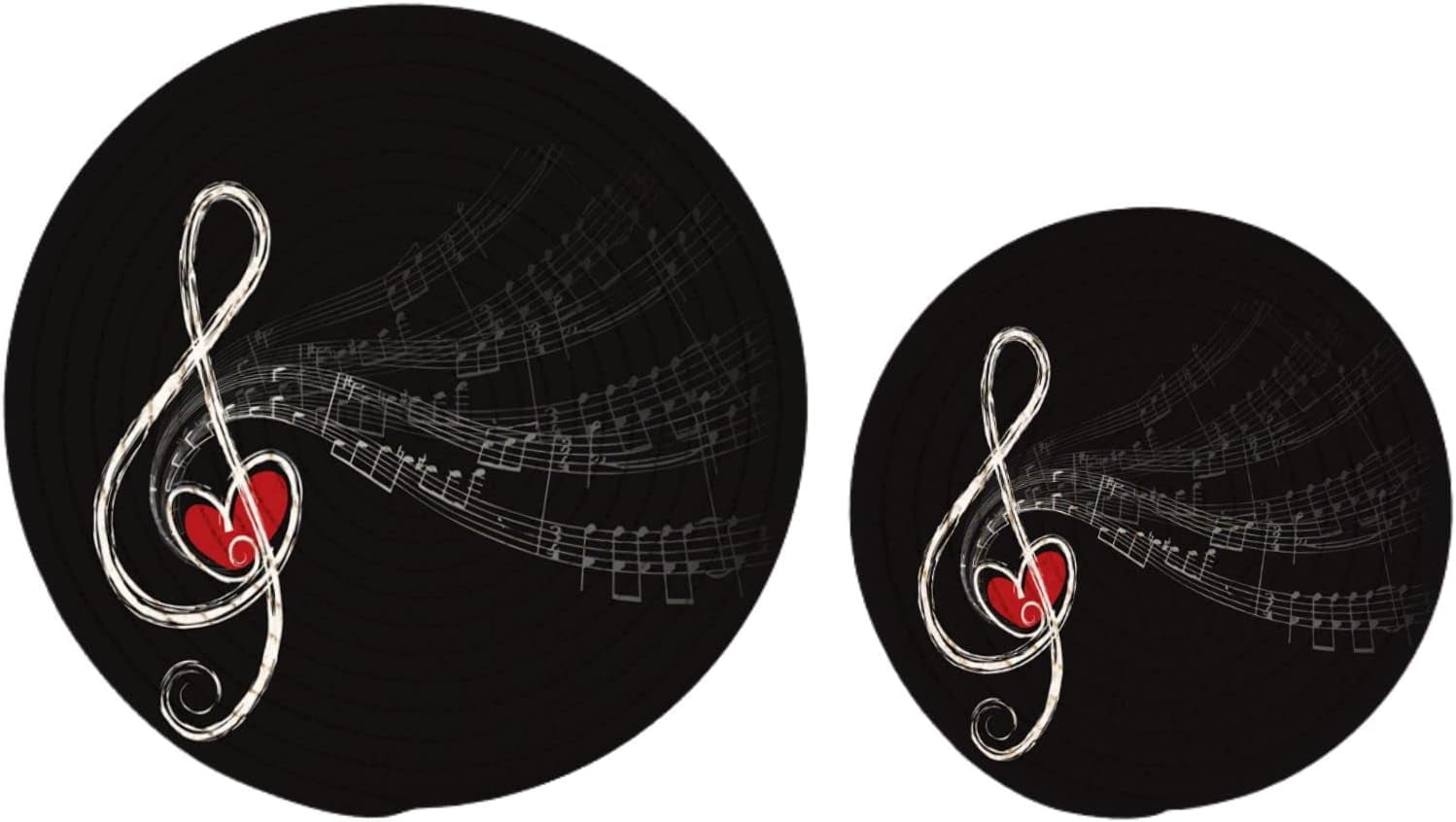 GZHJMY Treble Love and Music Notes Art Round Cotton Woven Pot Holders ...