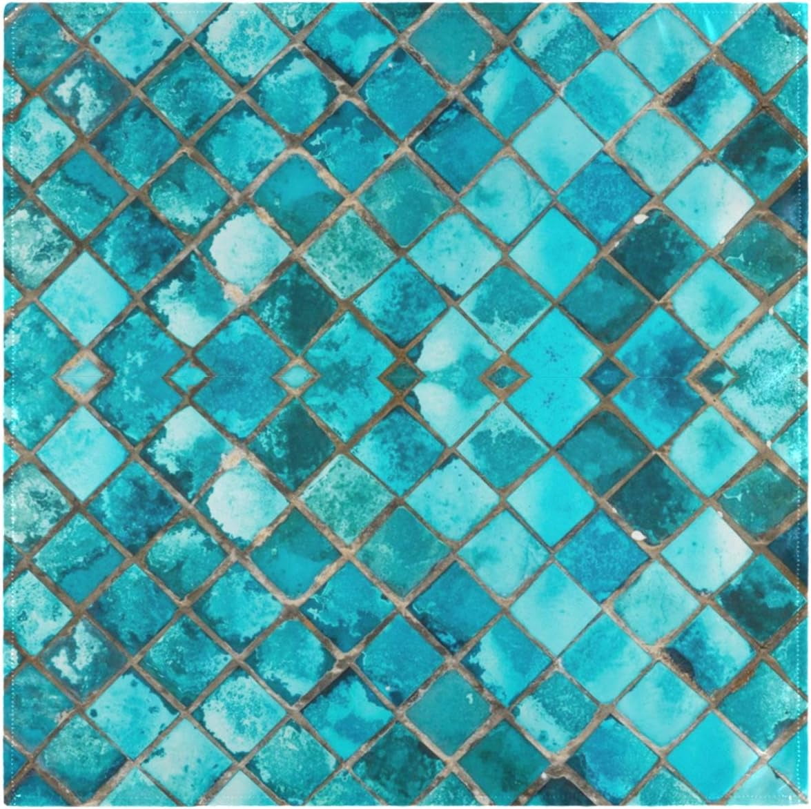 GZHJMY Trendy Beautiful Turquoise Diamond Cloth Napkins, Set of 1 20 x ...