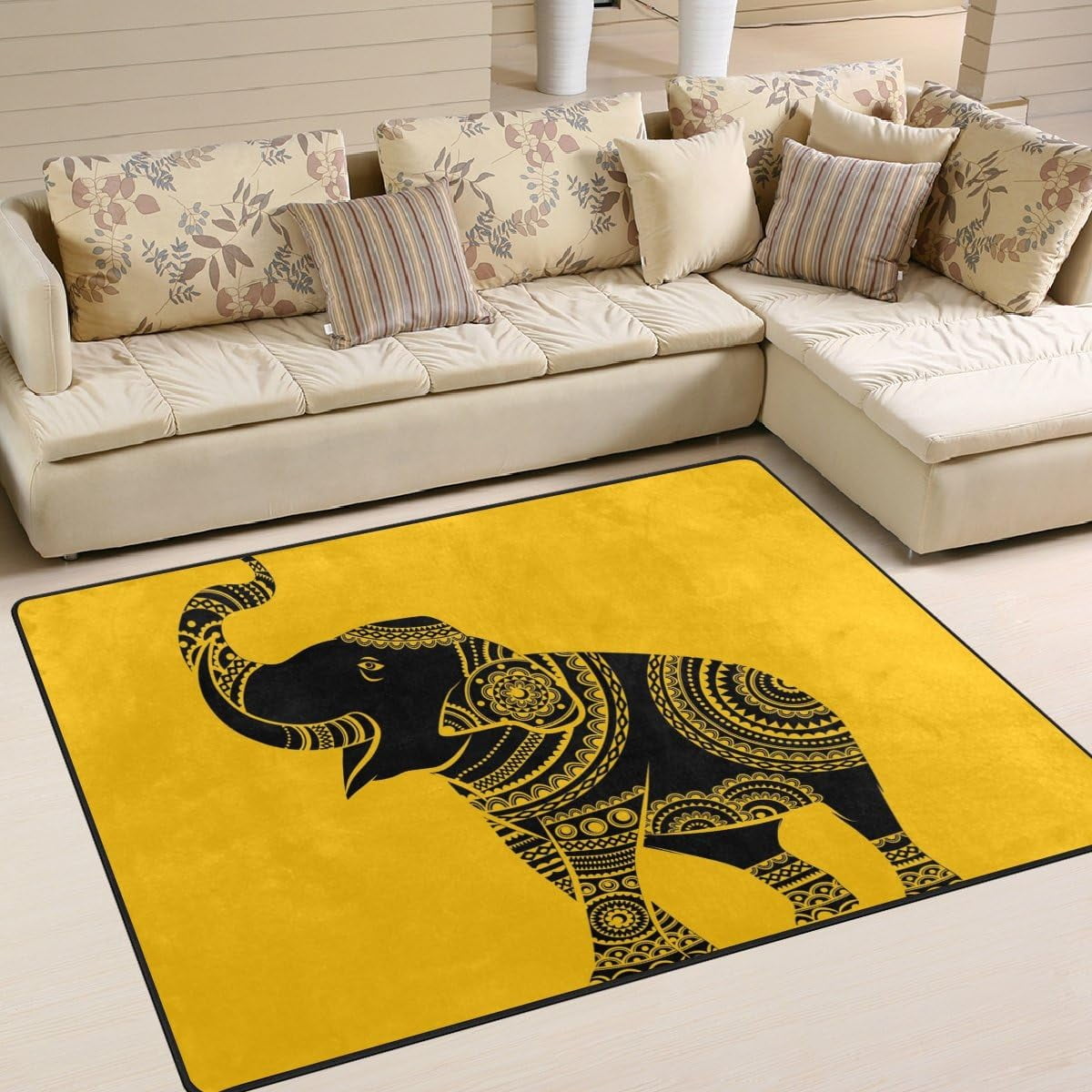 GZHJMY Tribal Ethnic Elephant Area Rug 4'x5', African Elephant ...
