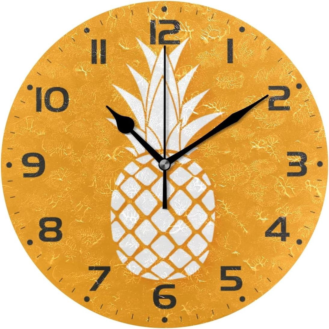 GZHJMY Tropic Fruit Pineapple Wall Clock, 10" Silent Non Ticking Round ...