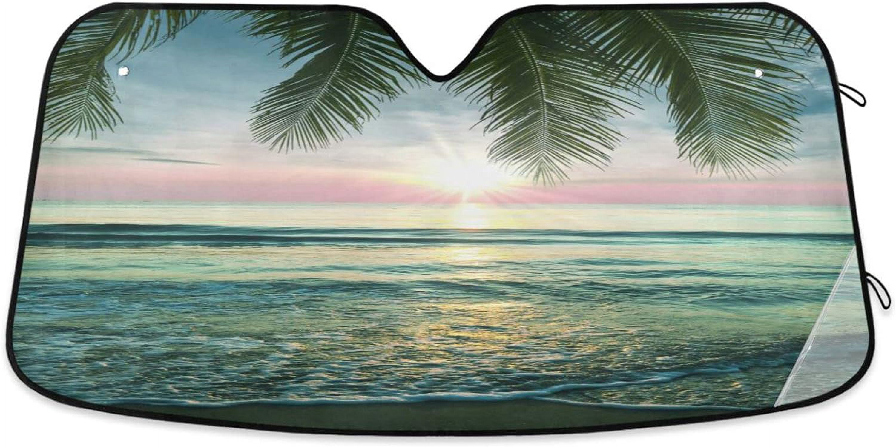 GZHJMY Tropical Beach Car Windshield Sunshade Front Auto Sun Shield ...