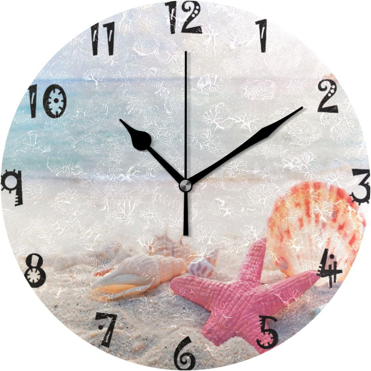 GZHJMY Tropical Beach Wall Clock,Silent Non Ticking 10 Inch Battery ...