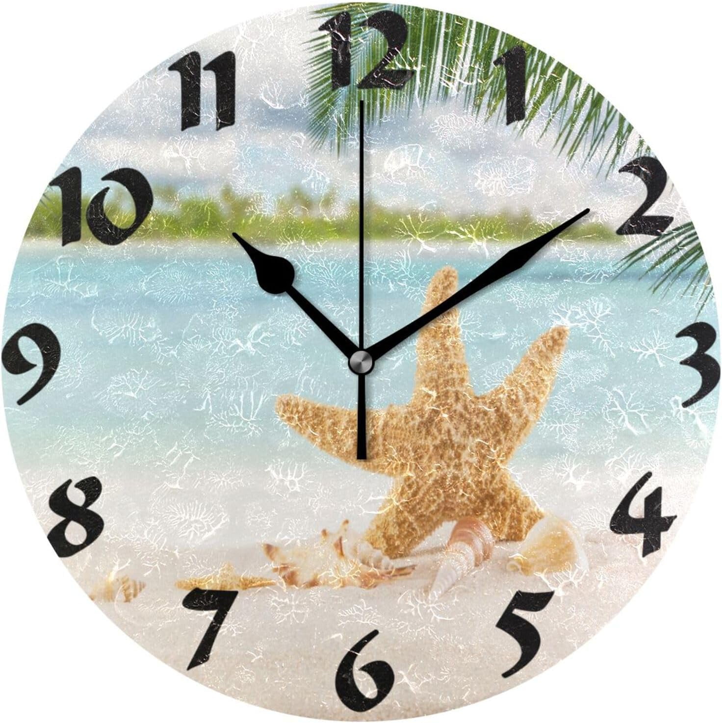 GZHJMY Tropical Beach Wall Clock,Silent Non Ticking 10 Inch Battery ...
