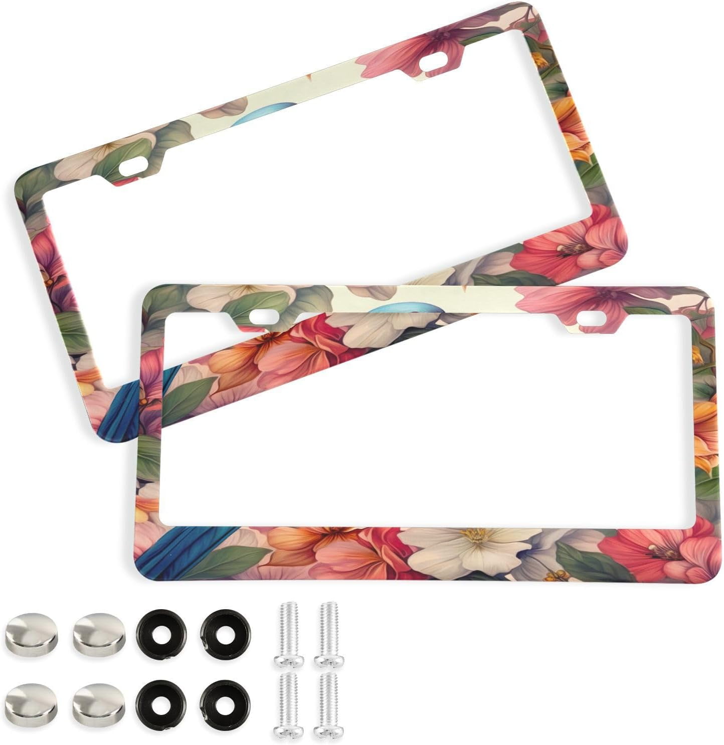 GZHJMY Tropical Bird License Plate Frames Set of 2, Universal Aluminum ...