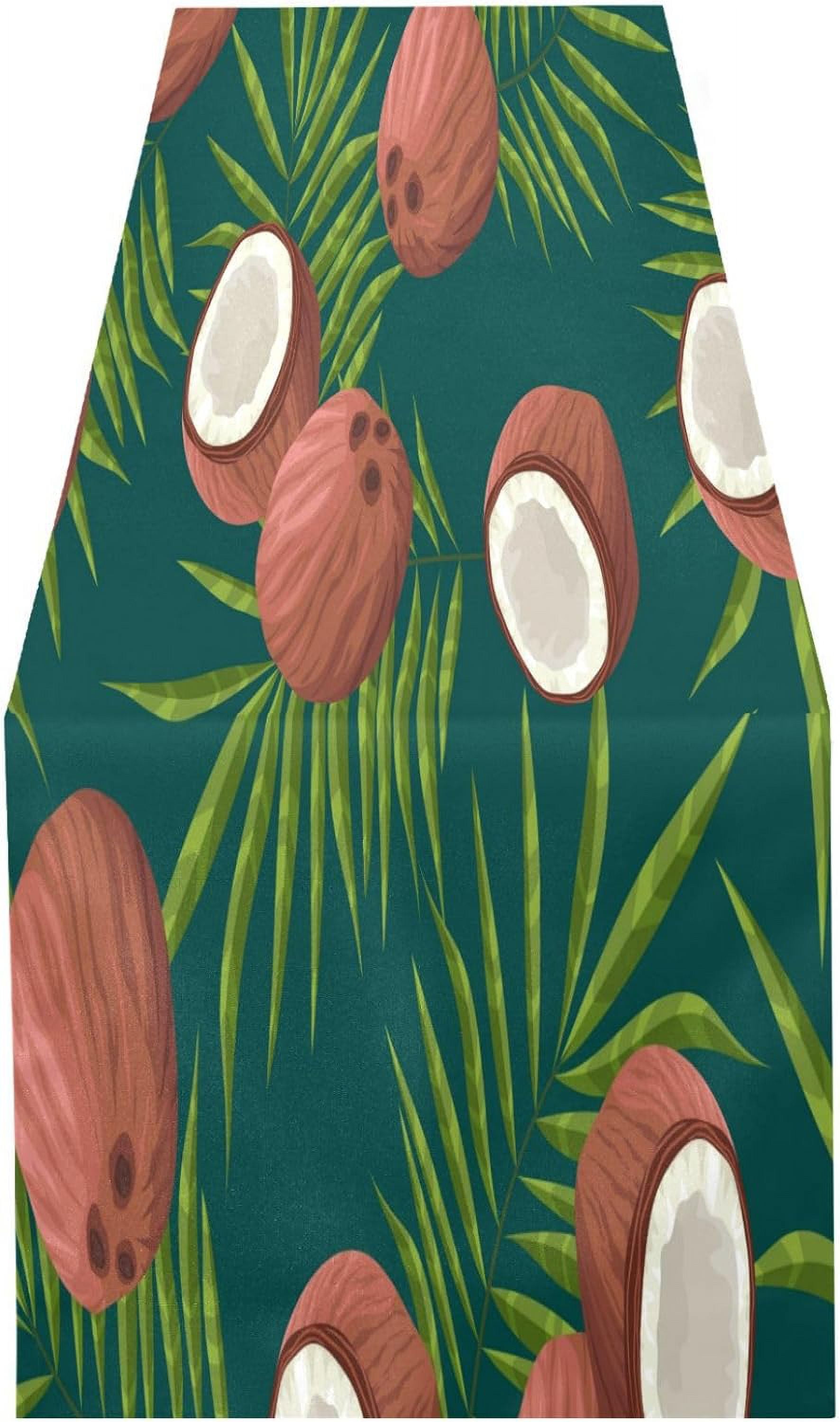 GZHJMY Tropical Coconut Palm Leaves Table Runner, 14x108 inches Kitchen ...