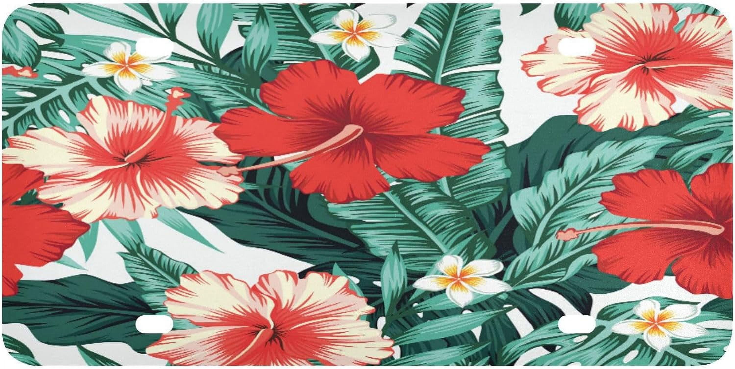 GZHJMY Tropical Floral License Plate Metal Car Plate,Vanity Tag ...