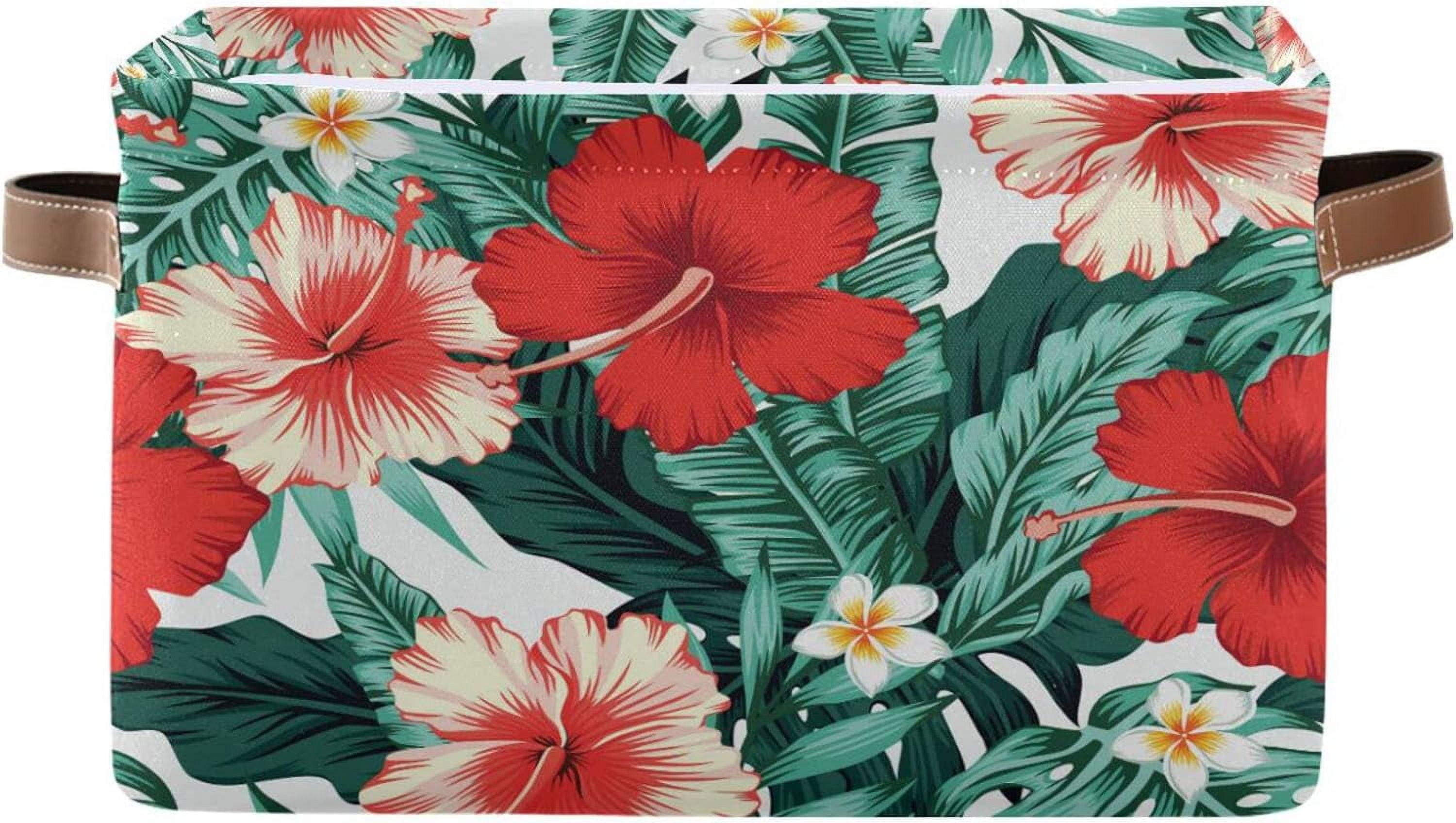 GZHJMY Tropical Flowers Large Square Storage Basket Bin with Handles ...