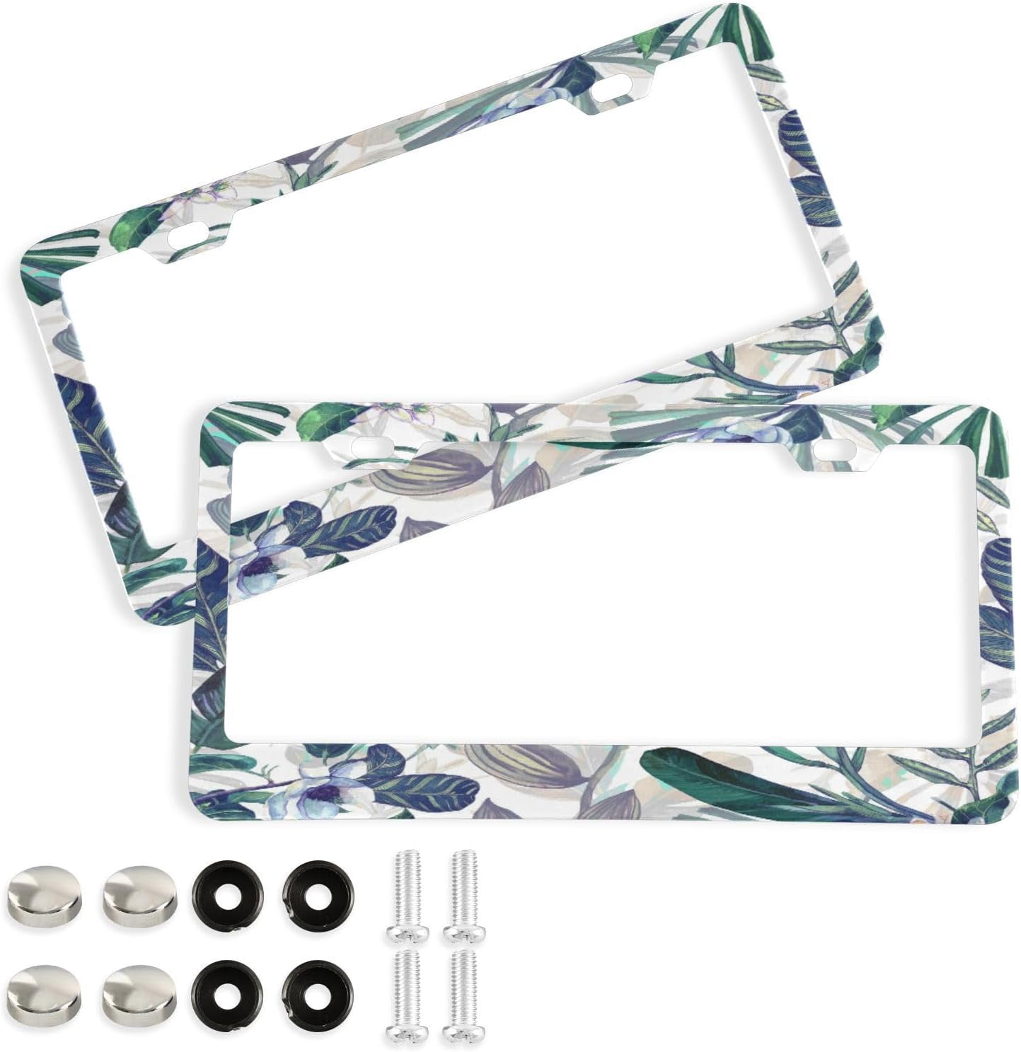 GZHJMY Tropical Flowers License Plate Frame 2 Pack 2 Holes Car Aluminum ...