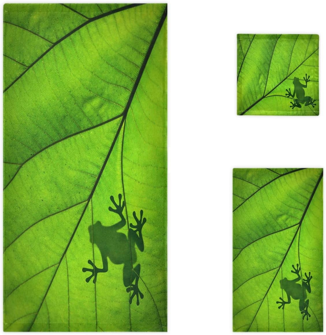 GZHJMY Tropical Fresh Frog Across Green Leaf Soft Luxury Decorative Set ...