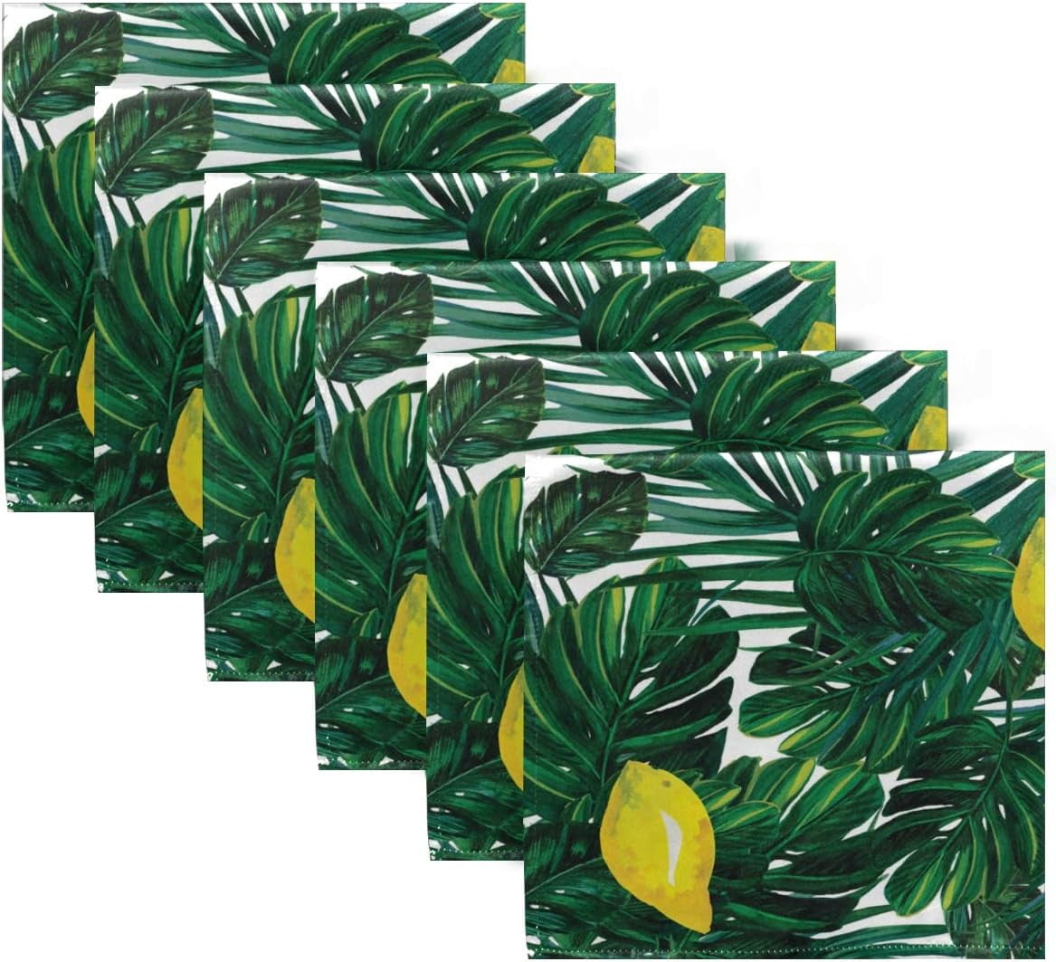 GZHJMY Tropical Lemon Palm Monstera Leaf Cloth Napkins Washable ...