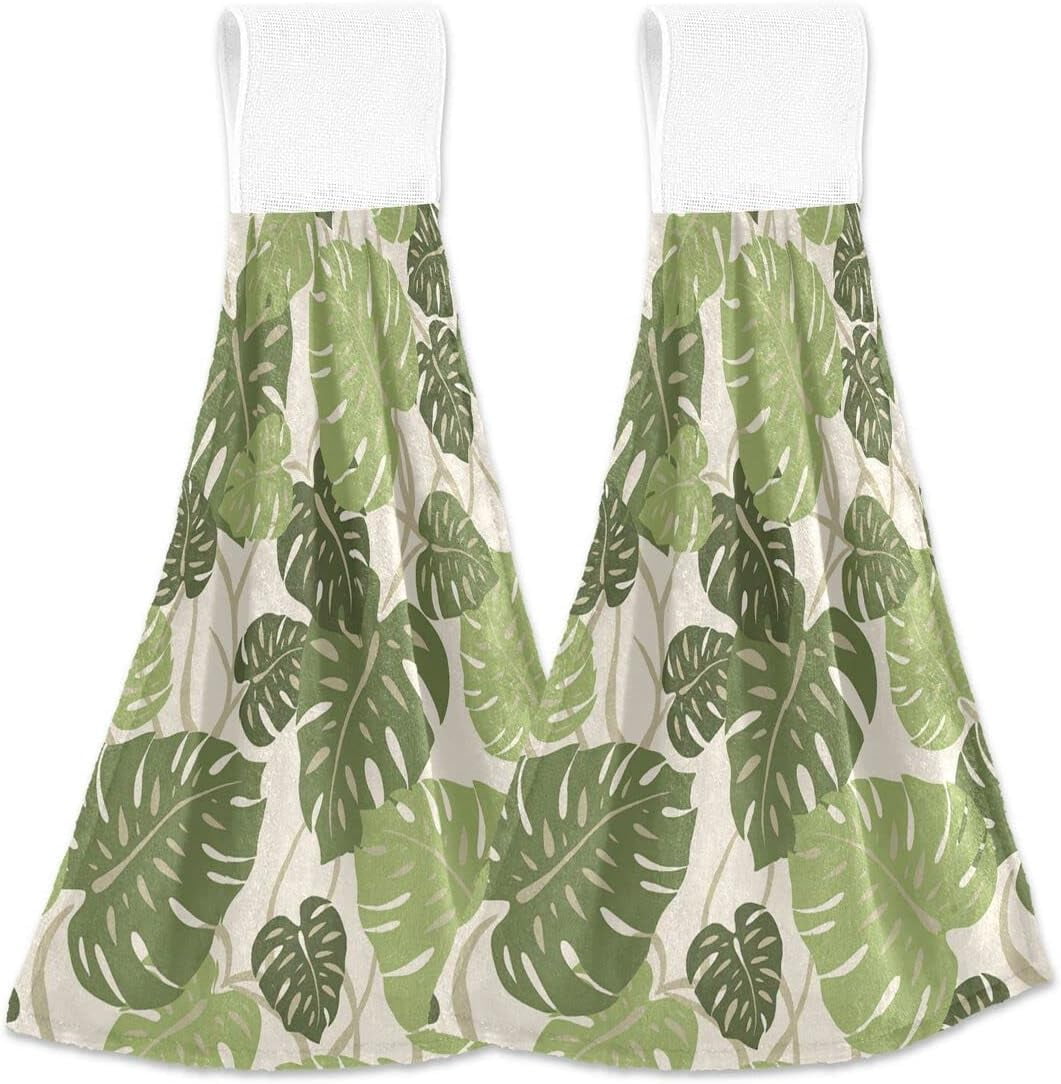 GZHJMY Tropical Palm Leaves Hand Towels Jungle Leaf Kitchen Hanging Tie ...