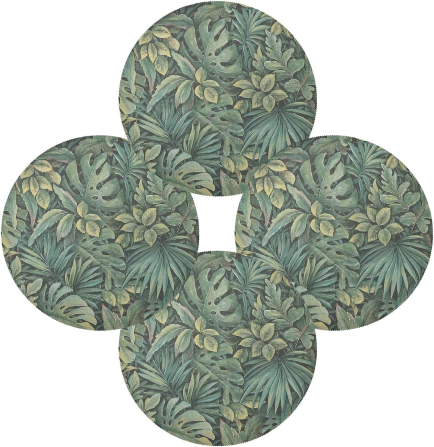 GZHJMY Tropical Palm Leaves Round Placemats, Durable Non-Slip Table Mat ...