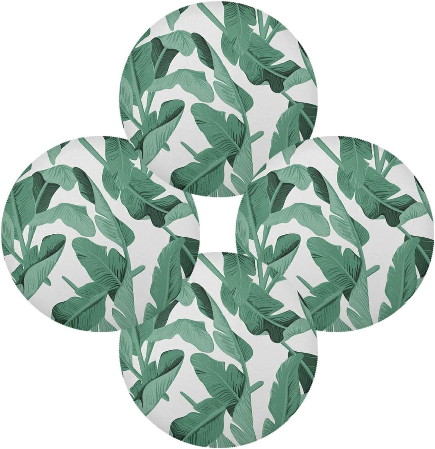 GZHJMY Tropical Palm Leaves Round Placemats, Durable Non-Slip Table Mat ...