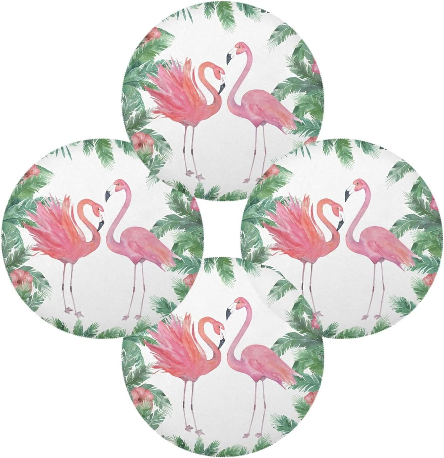 GZHJMY Tropical Palm Tree Flamingo Round Placemats for Dining Table ...