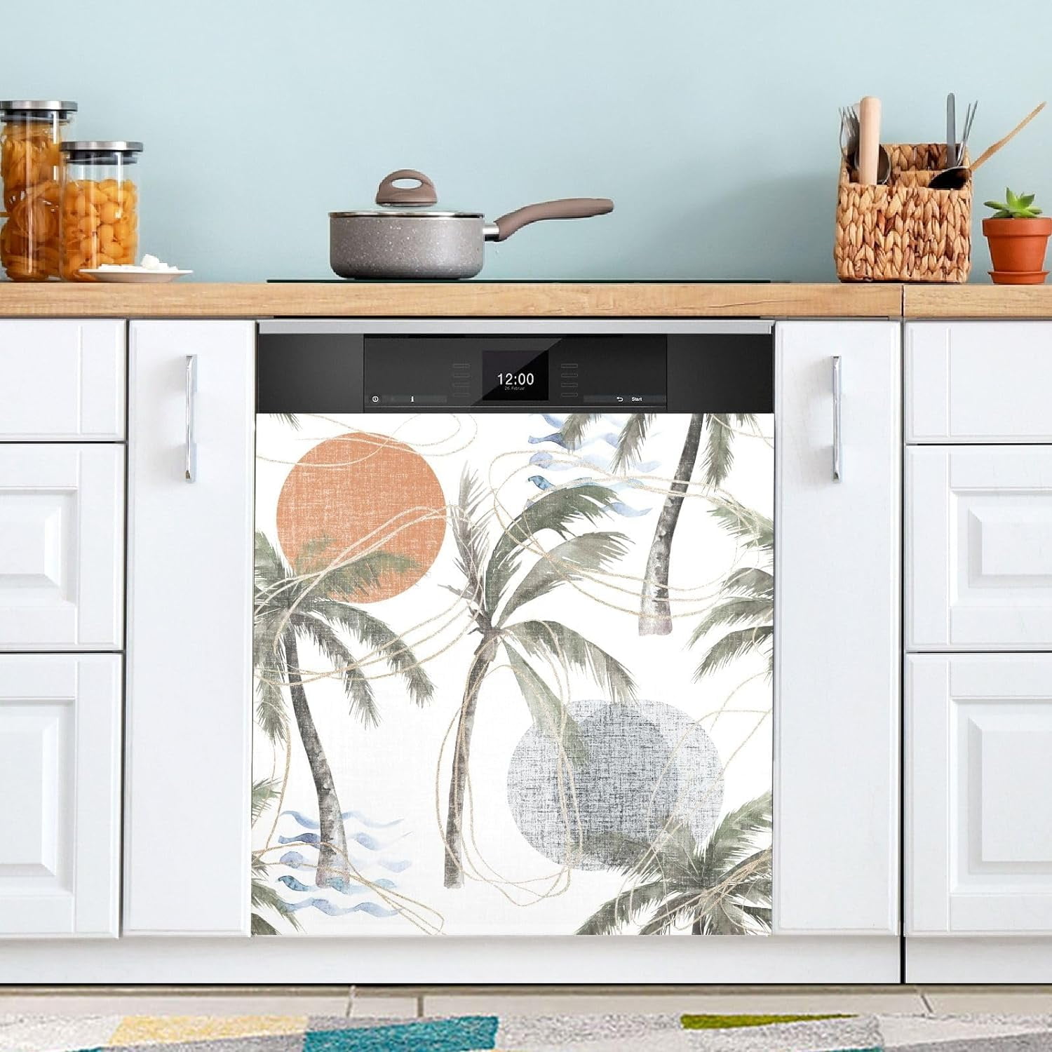 GZHJMY Tropical Palm Trees Dishwasher Magnet Cover, Kitchen Dish Washer ...