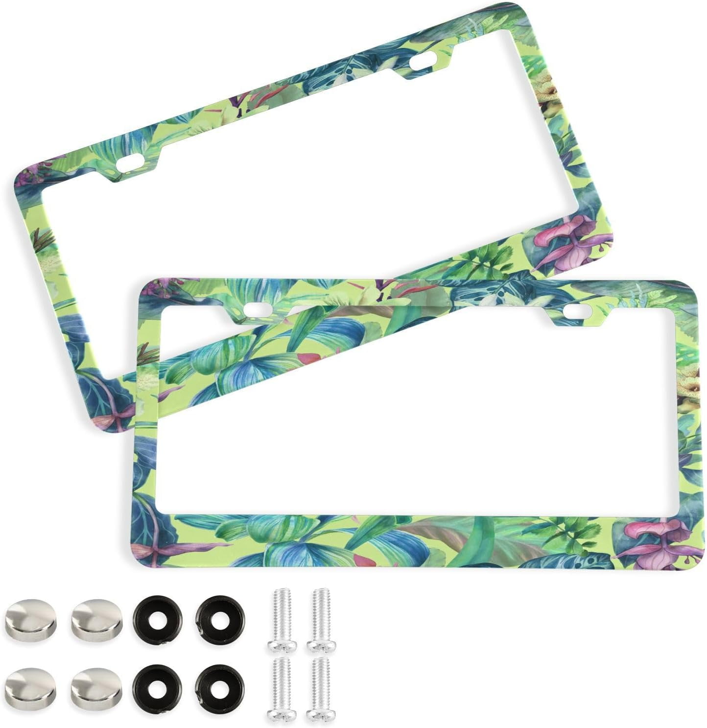 GZHJMY Tropical Pattern License Plate Frames Set of 2, Universal ...