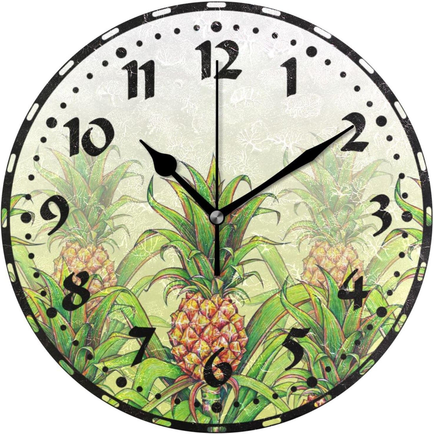 GZHJMY Tropical Pineapple Wall Clock, Silent Non Ticking 10 Inch ...