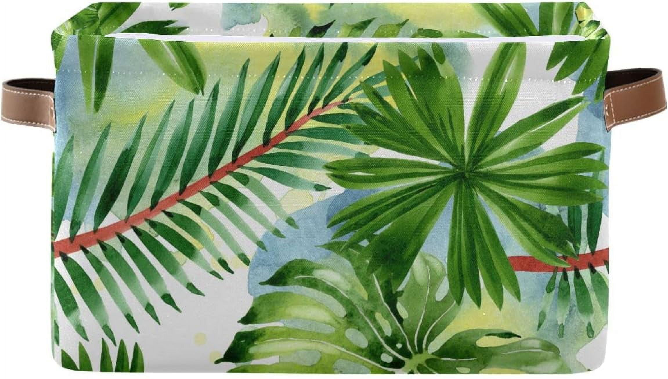 GZHJMY Tropical Plant Palm Leaf Green Monstera Square Storage Basket ...