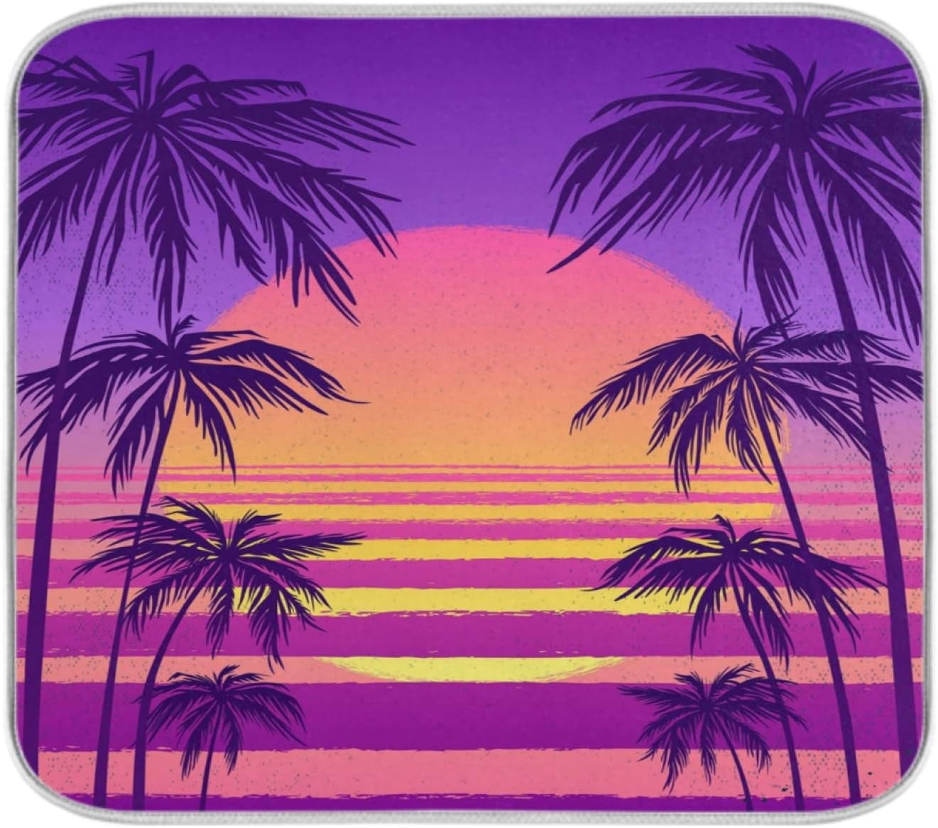 GZHJMY Tropical Sunset Palm Trees Purple 16 x 18 Inches Absorbent Dish ...