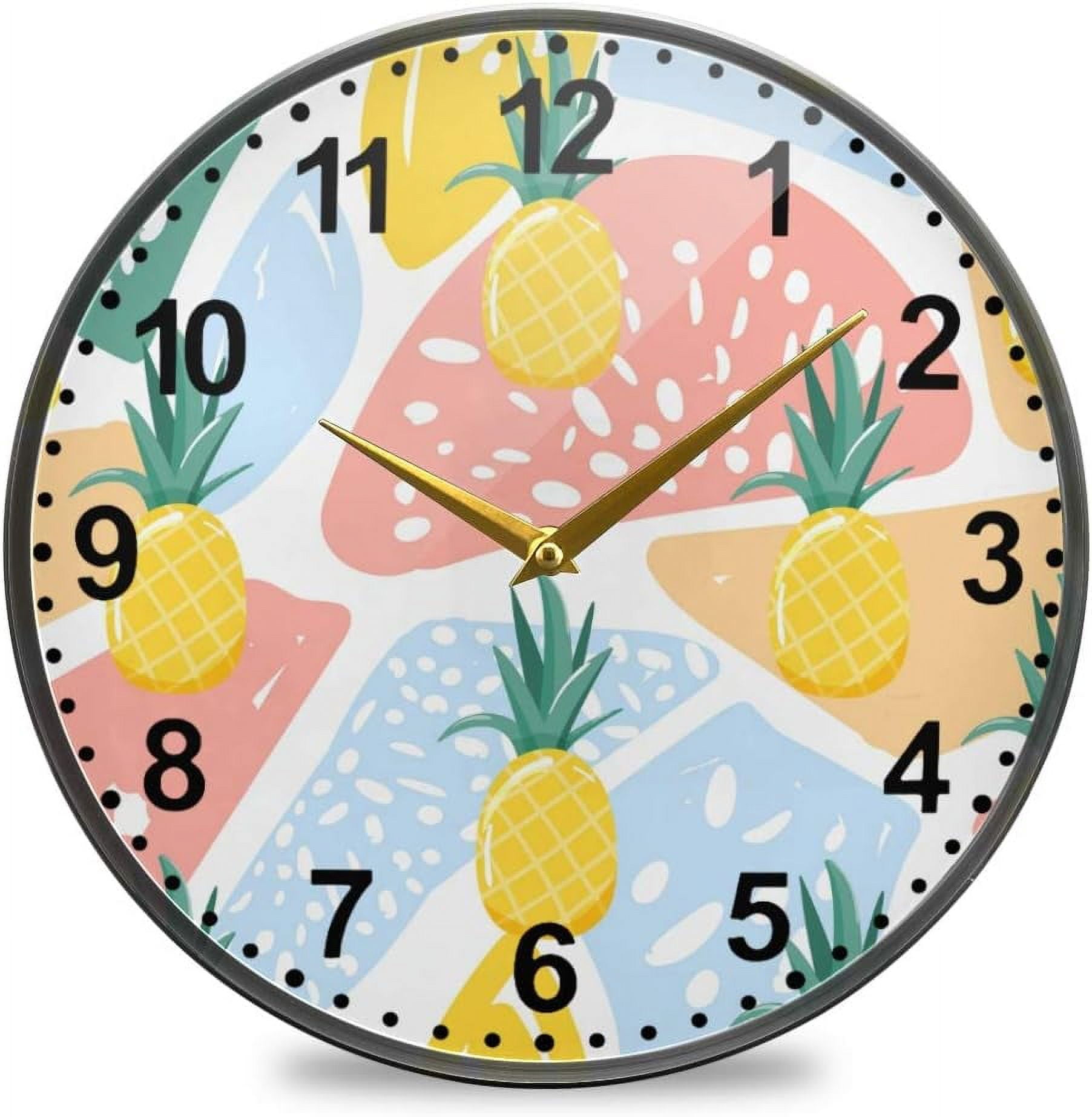 GZHJMY Tropical with Pineapple Pattern Wall Clock Silent Non Ticking 9. ...