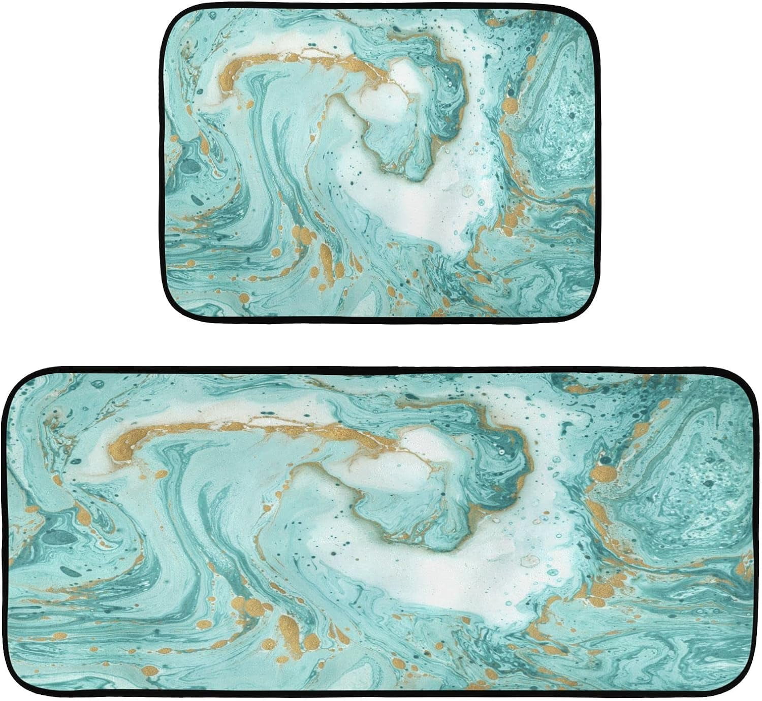 GZHJMY Turquoise Marble Anti Fatigue Mats for Kitchen Floor,Set of 2 ...