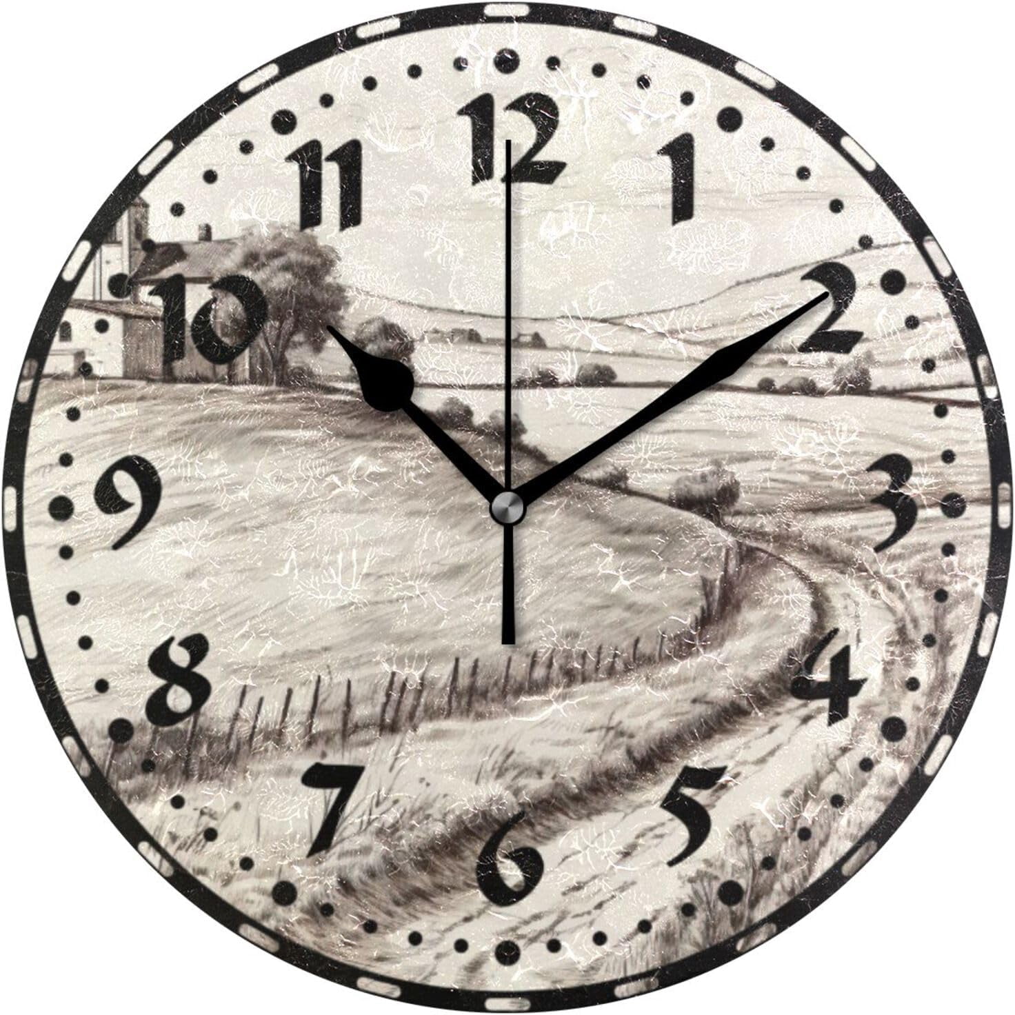 GZHJMY Tuscan Countryside Wall Clock, Silent Non Ticking 10 Inch ...