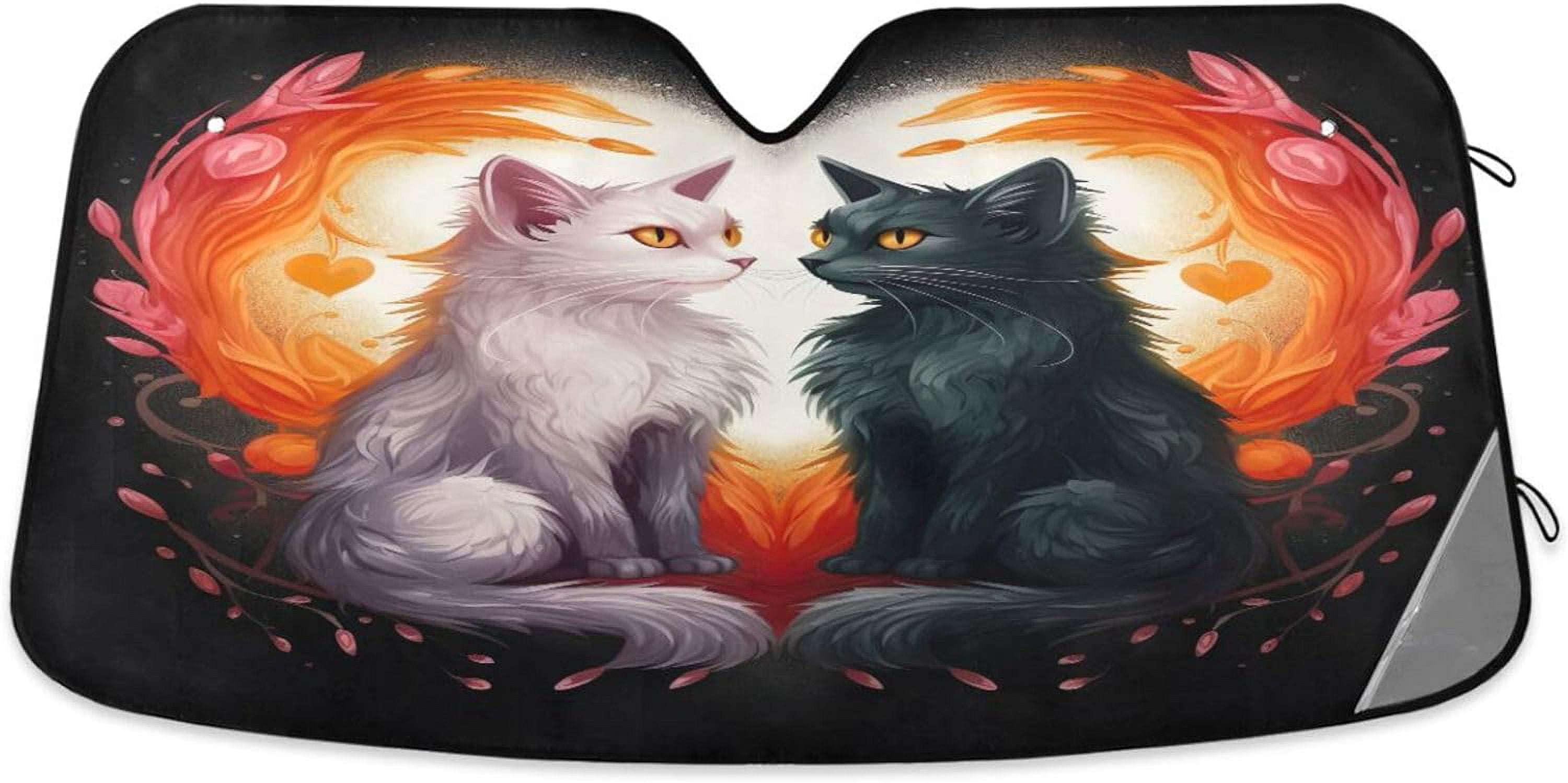 GZHJMY Two Cats Car Windshield Sun Shade Foldable Sun Shield Shade for ...
