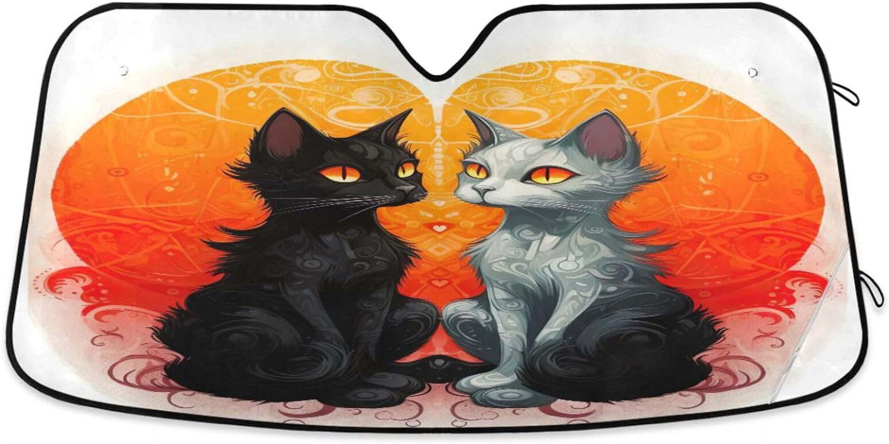 GZHJMY Two Cats Car Windshield Sun Shade Foldable Sun Shield Shade for ...