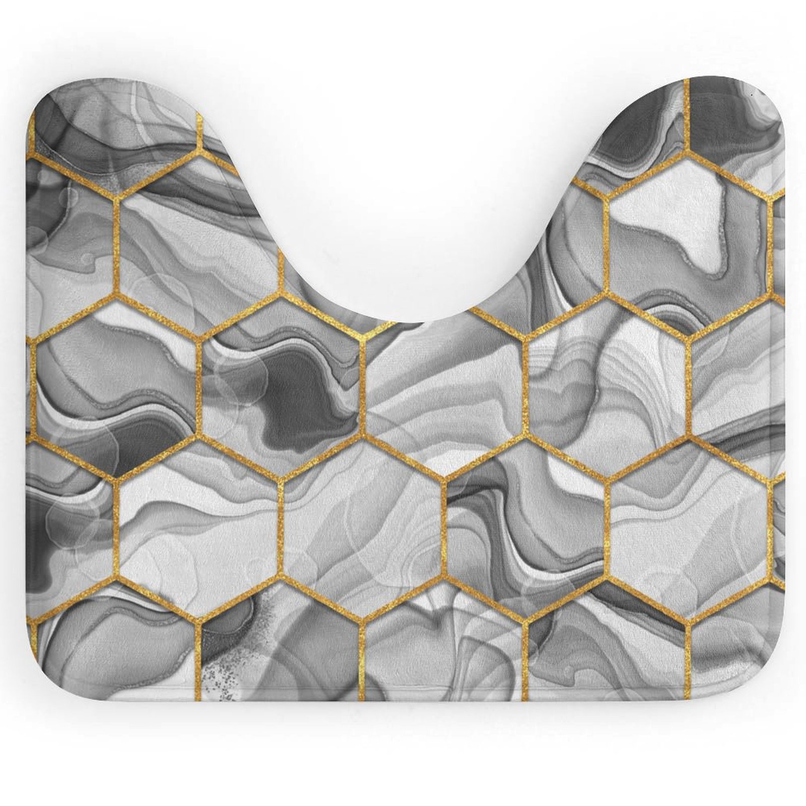 GZHJMY U-Shaped Bath Mat Toilet Mat, Hexagon Gray Non-Slip Quick Dry ...