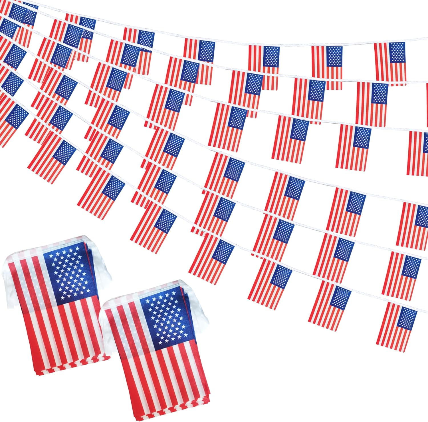 GZHJMY US America Small String Banner Flags 66 Feet 60 Flags US America ...