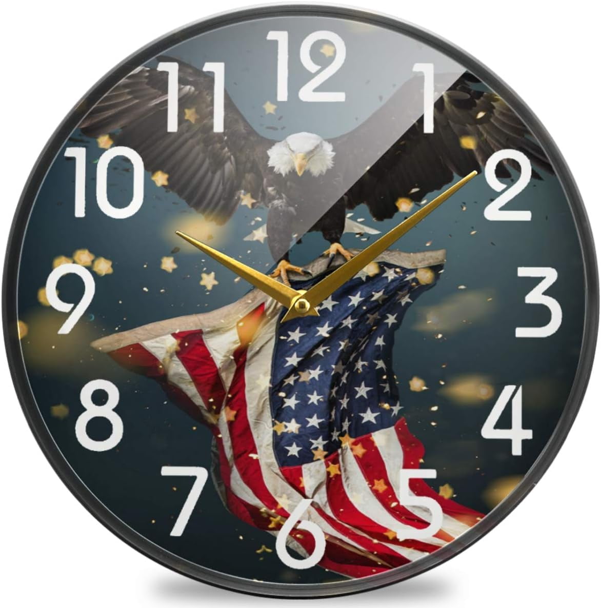 GZHJMY USA Patriotic American Flag Vulture Round Wall Clock, 9.5 Inch ...