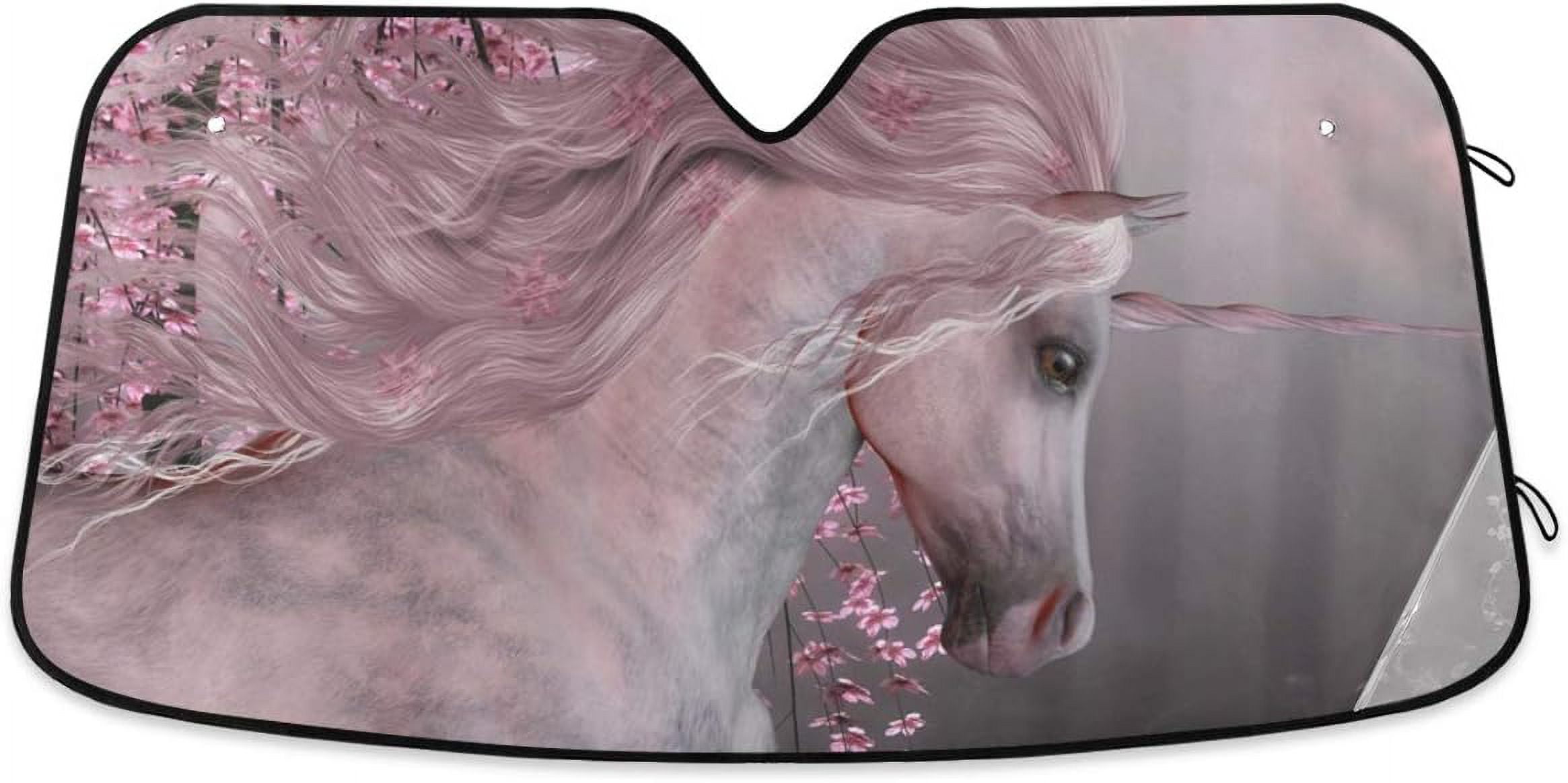 GZHJMY Unicorn Cherry Blossom Car Windshield Sun Shade Block UV Rays Sun Visor Protector ...