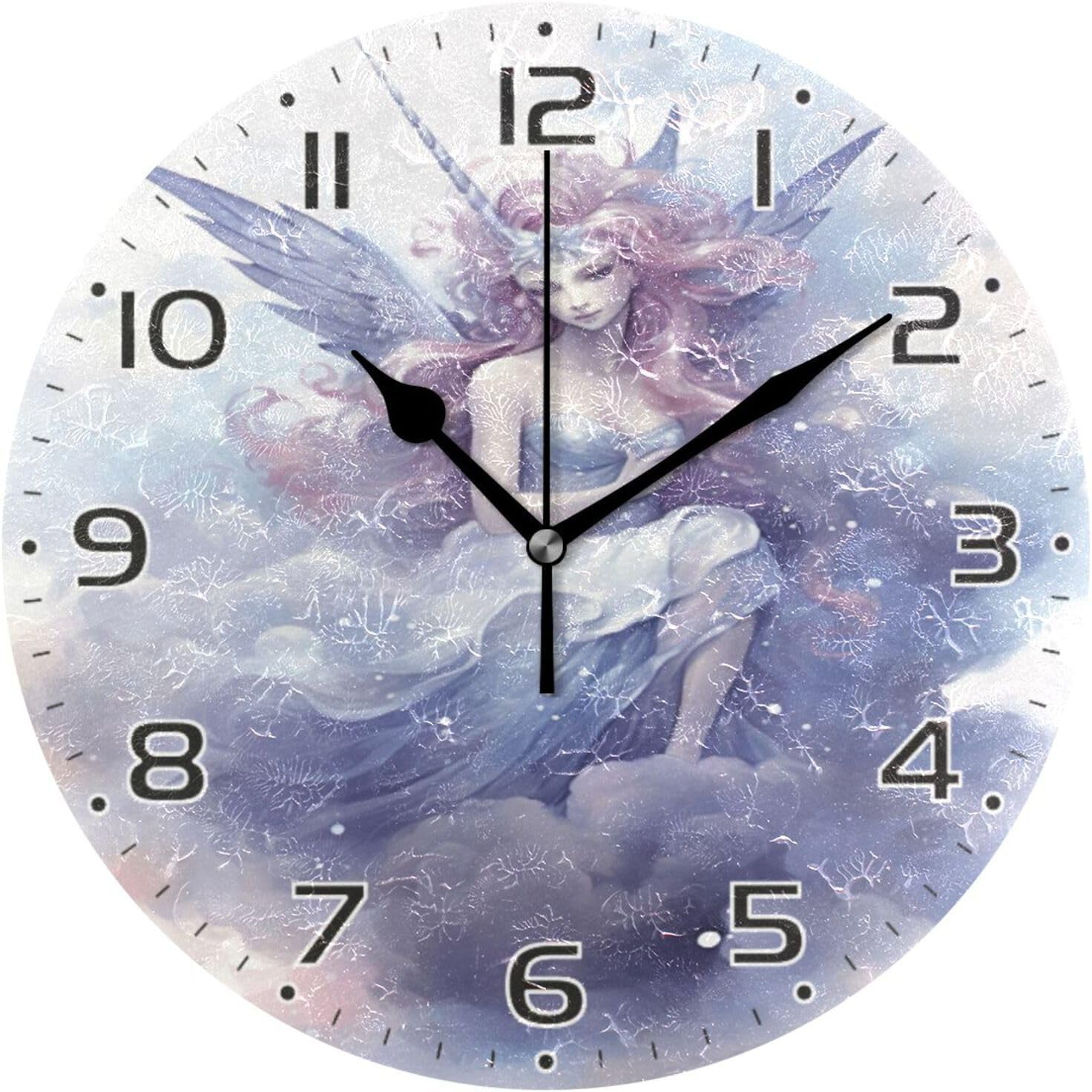 GZHJMY Unicorn Clock Silent Round Wall Clock Non Ticking Battery Device ...