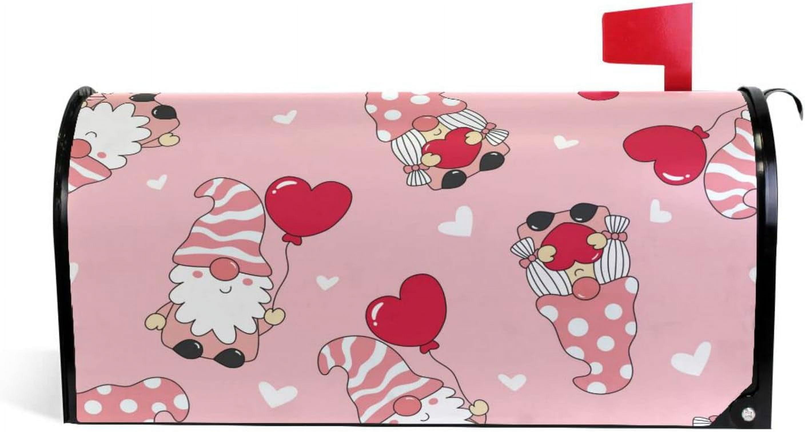 GZHJMY Valentine's Day Cute Pink Gnomes Magnetic Mailbox Cover Standard ...
