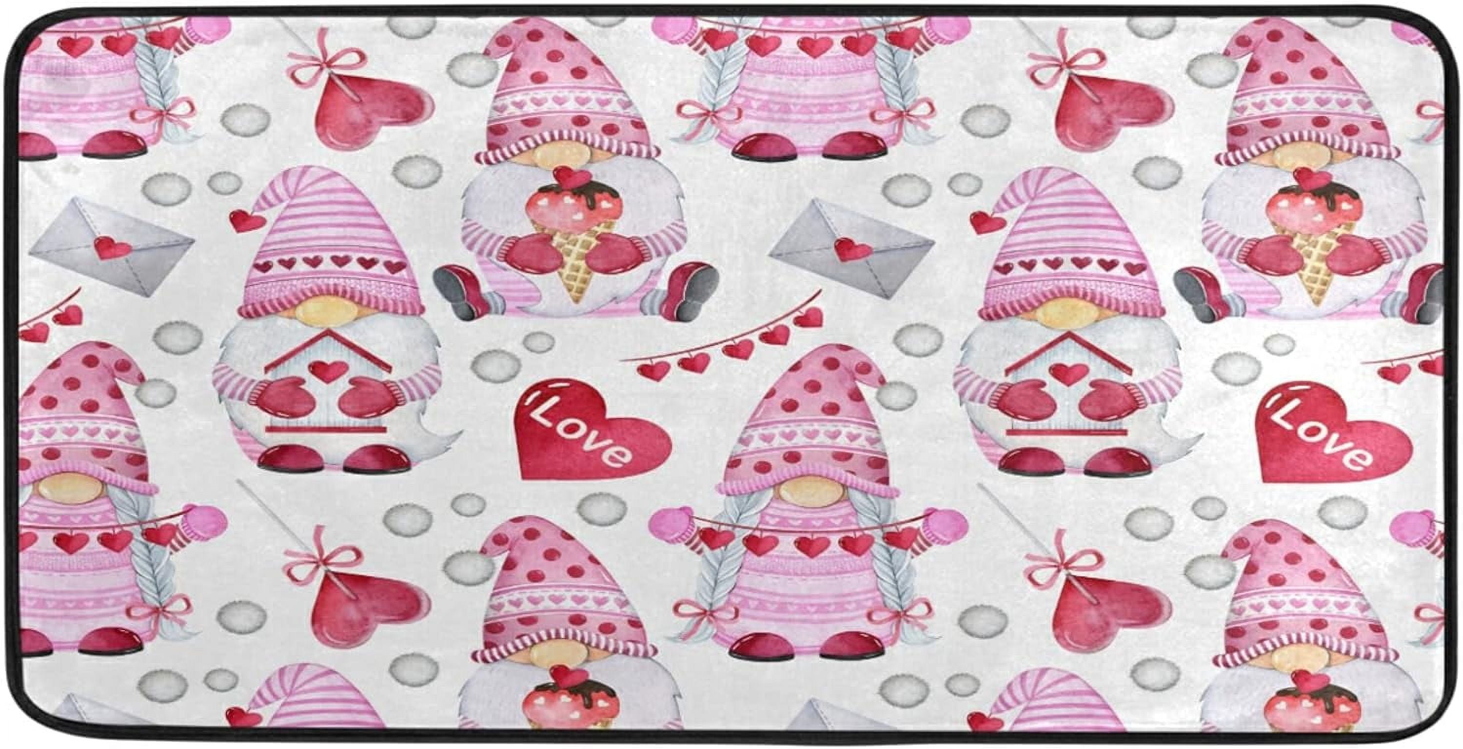 GZHJMY Valentine's Day Gnome Kitchen Rug Anti Fatigue Soft Non-Slip ...