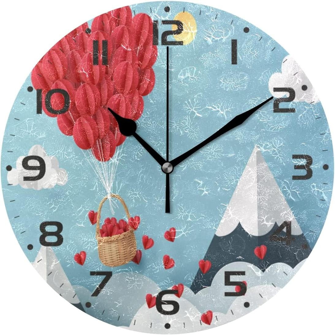 GZHJMY Valentine's Day Heart Wall Clock, 10" Silent Non Ticking Round ...