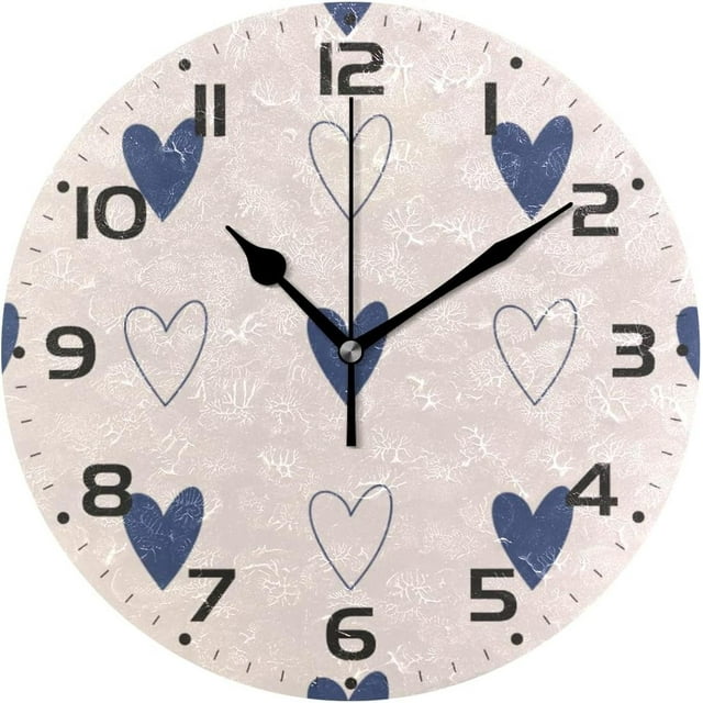 GZHJMY Valentine's Day Heart Wall Clock, 10" Silent Non Ticking Round ...